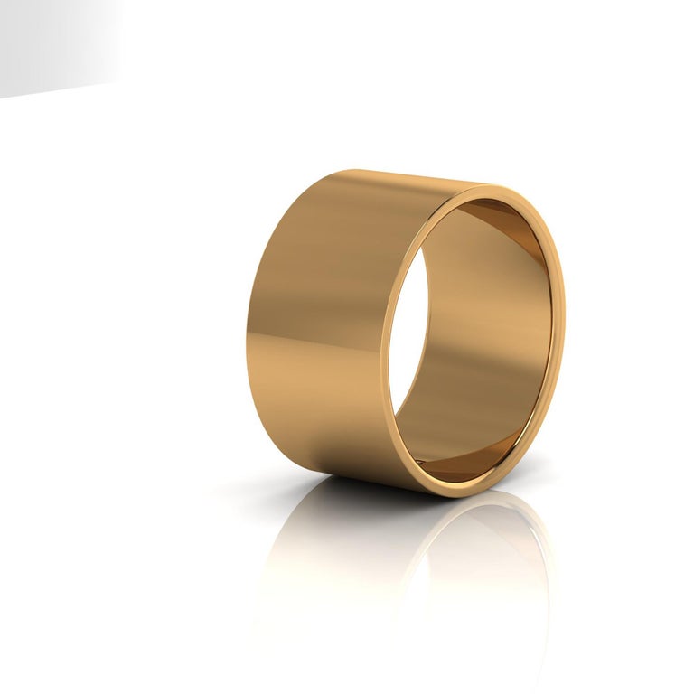 18 Karat Yellow Gold Wide Flat Band Stackable Ring For Sale at 1stDibs