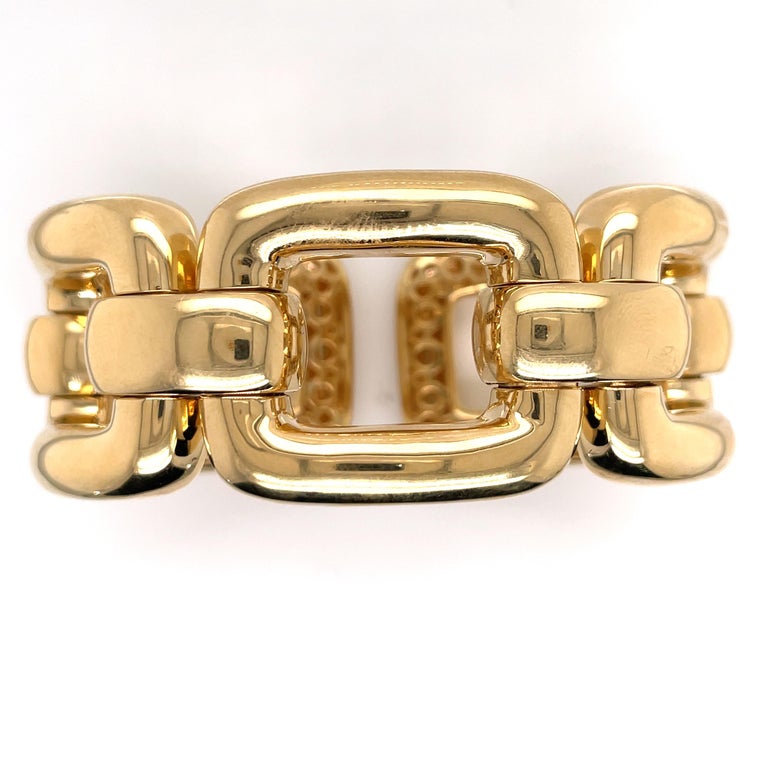 18 Karat Yellow Gold Wide Hardware XL Link Cuff Bracelet 120.8 Grams ...