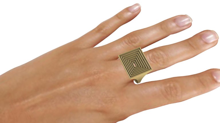 Customizable 18 Karat Yellow Gold Women's size 8 Rectangle Rows Ring ...