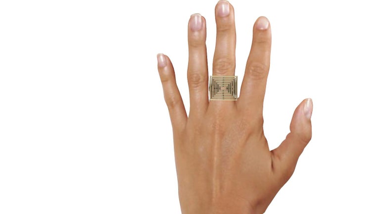 Customizable 18 Karat Yellow Gold Women's size 8 Rectangle Rows Ring ...