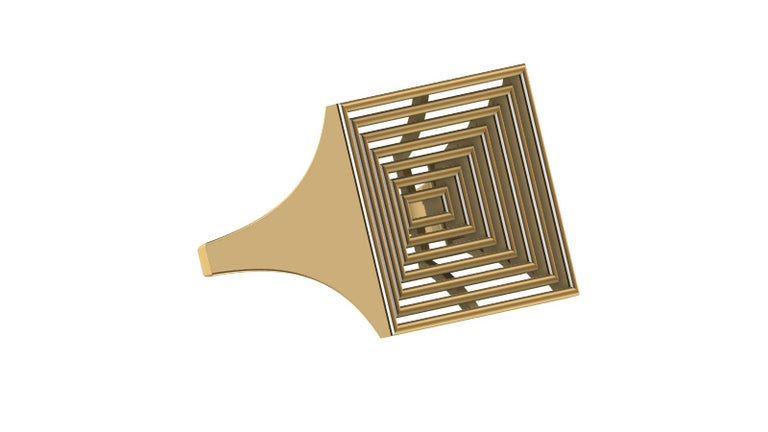 Customizable 18 Karat Yellow Gold Women's size 8 Rectangle Rows Ring ...