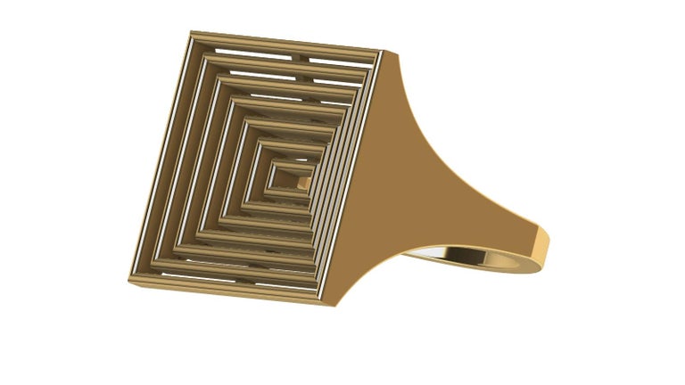 Customizable 18 Karat Yellow Gold Women's size 8 Rectangle Rows Ring ...