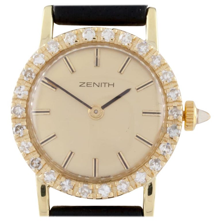18 Karat Yellow Gold Zenith Hand-Winding Women's Dress Watch with ...