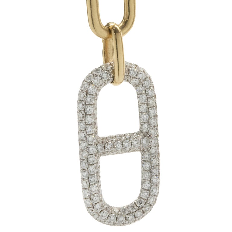 18 Karat Yellow and White Gold Pave Diamond Mariner Station Link ...