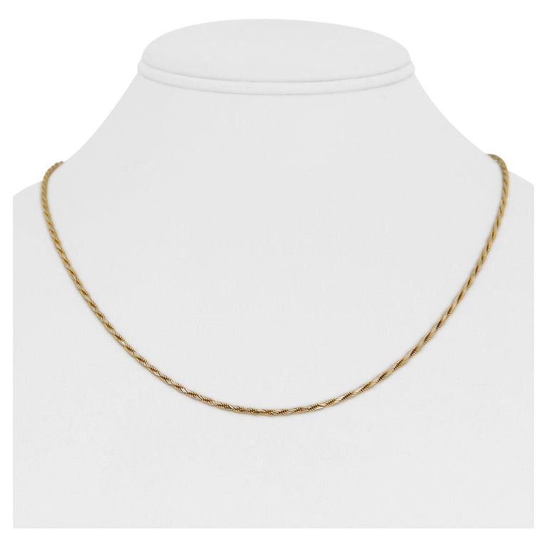 18 Karat Yellow and White Gold Solid Thin Twisted Rope Necklace Italy ...