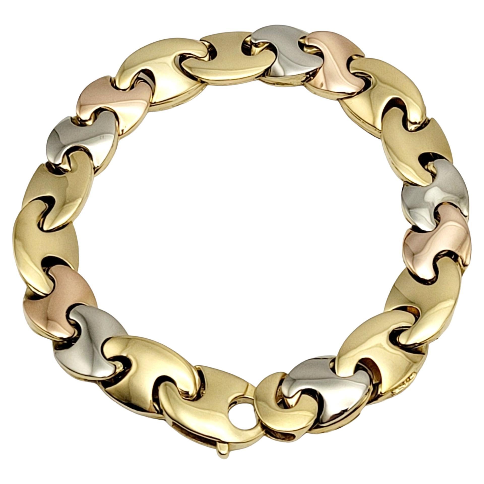 LUZ by Houman 18 Karat White Gold Chunky Link Bracelet with Diamonds ...