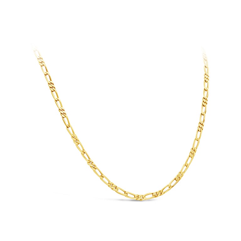 18 Karats Yellow Gold Figaro Chain Necklace For Sale at 1stDibs