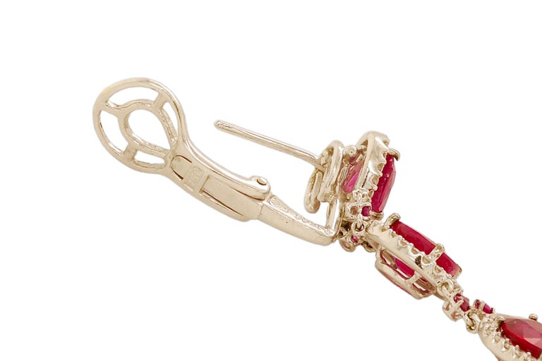 18 Karat Gold 62.15 Carat Ruby and 5.93 Carat Diamonds Dangle Earrings ...