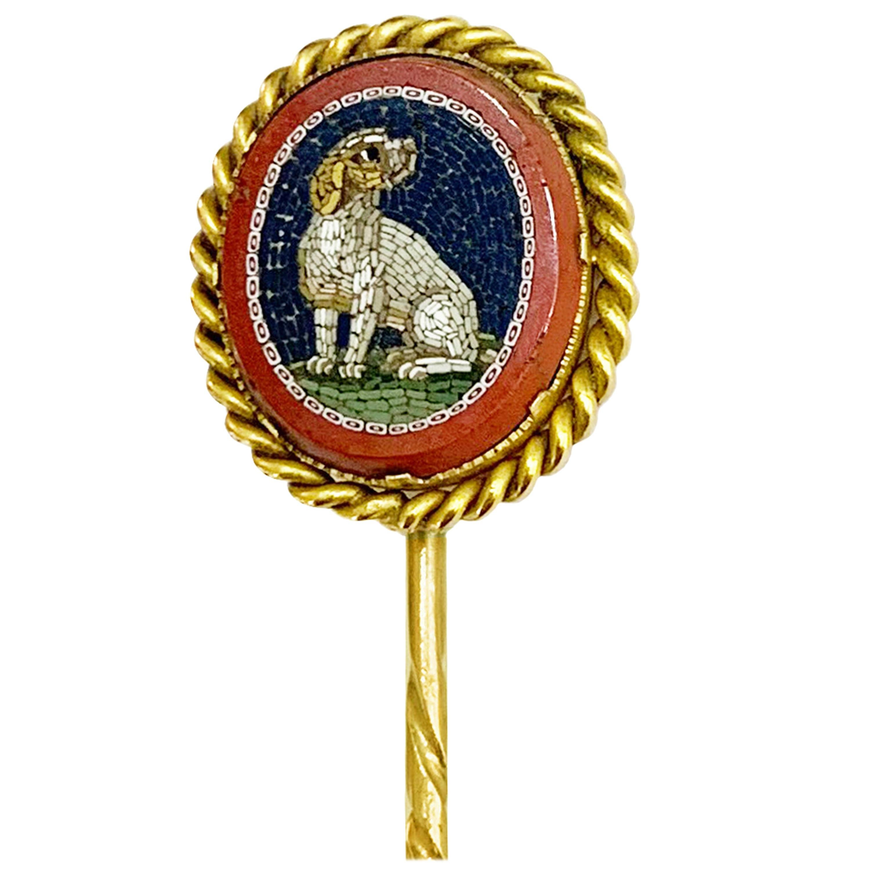 Gold and Reverse Crystal Large Hound Dog Stick Pin, 1920s For Sale at ...
