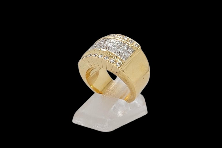 18kt Princess Diamonds Invisible Bracelet and Matching Ring, Estate ...