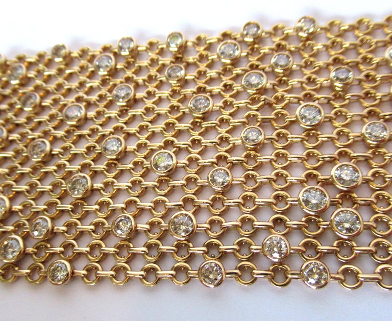 18 Karat Rose Gold 15.13 Carat Fancy Diamond Net Bracelet For Sale at ...