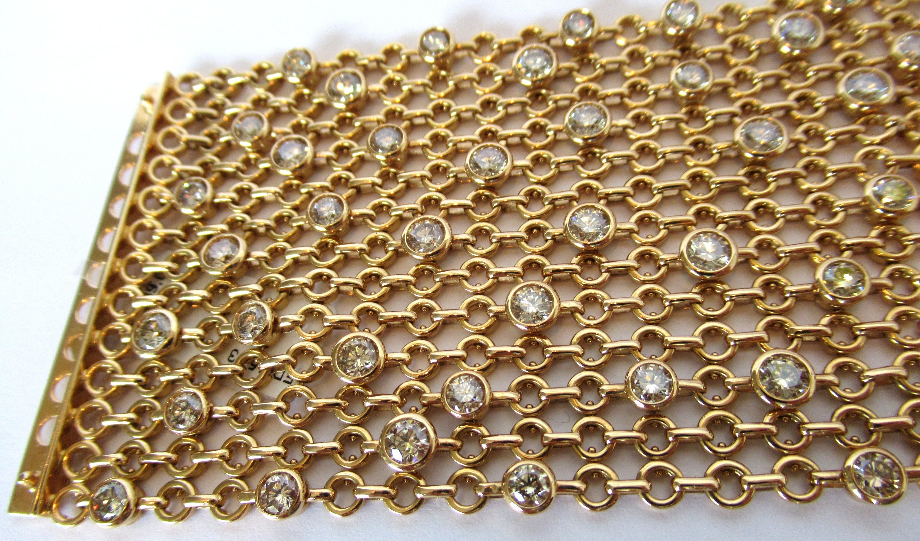 18 Karat Rose Gold 15.13 Carat Fancy Diamond Net Bracelet For Sale at ...