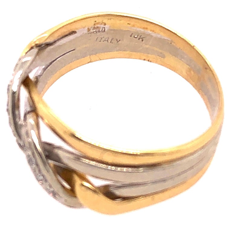 18 Karat Two-Tone Gold and Diamond Twist Wedding Fashion Ring 0.18 TDW ...