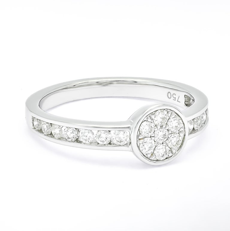 18 KT White Gold Cluster Diamonds Engagement Ring R32623 For Sale at ...