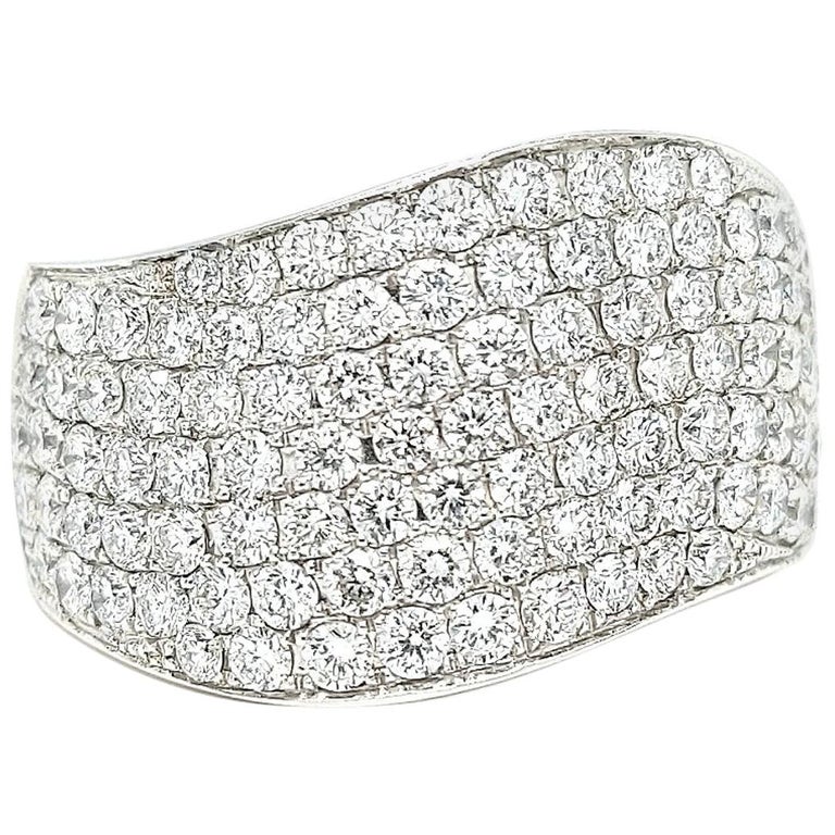 18kt White Gold Pavé Wave Diamond Ring with 2.6ct Diamonds For Sale at ...
