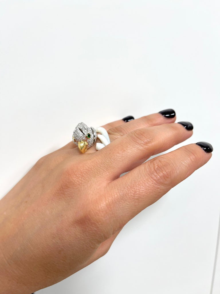 18 Kt. Yellow and White Gold Diamond Mother of Pearl Parrot Cocktail ...