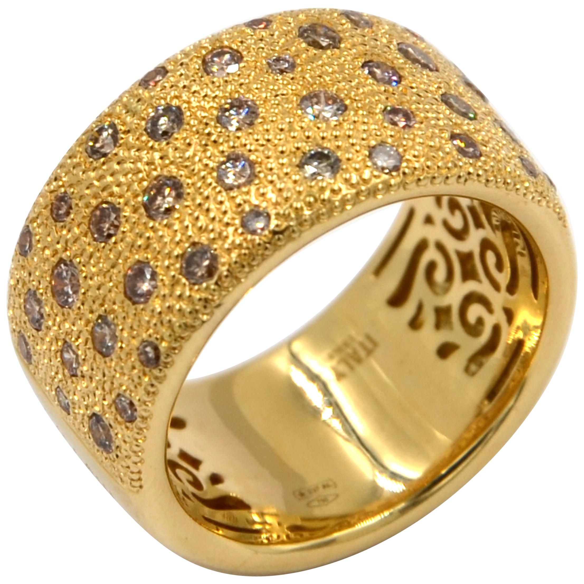 18 Karat Yellow Gold Tourmaline Brown Diamond Male Ring For Sale at ...