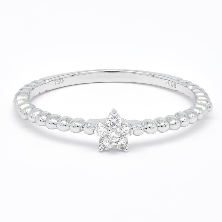 18 Karat Yellow Gold Cluster Diamonds Flower Cluster Stackable Ring For ...