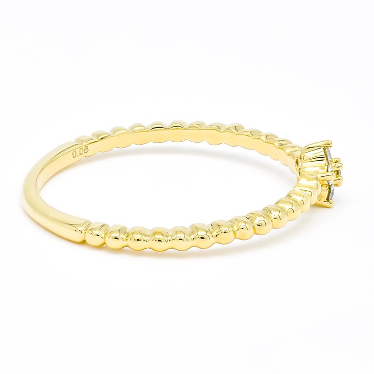 18 Karat Yellow Gold Cluster Diamonds Flower Cluster Stackable Ring For ...