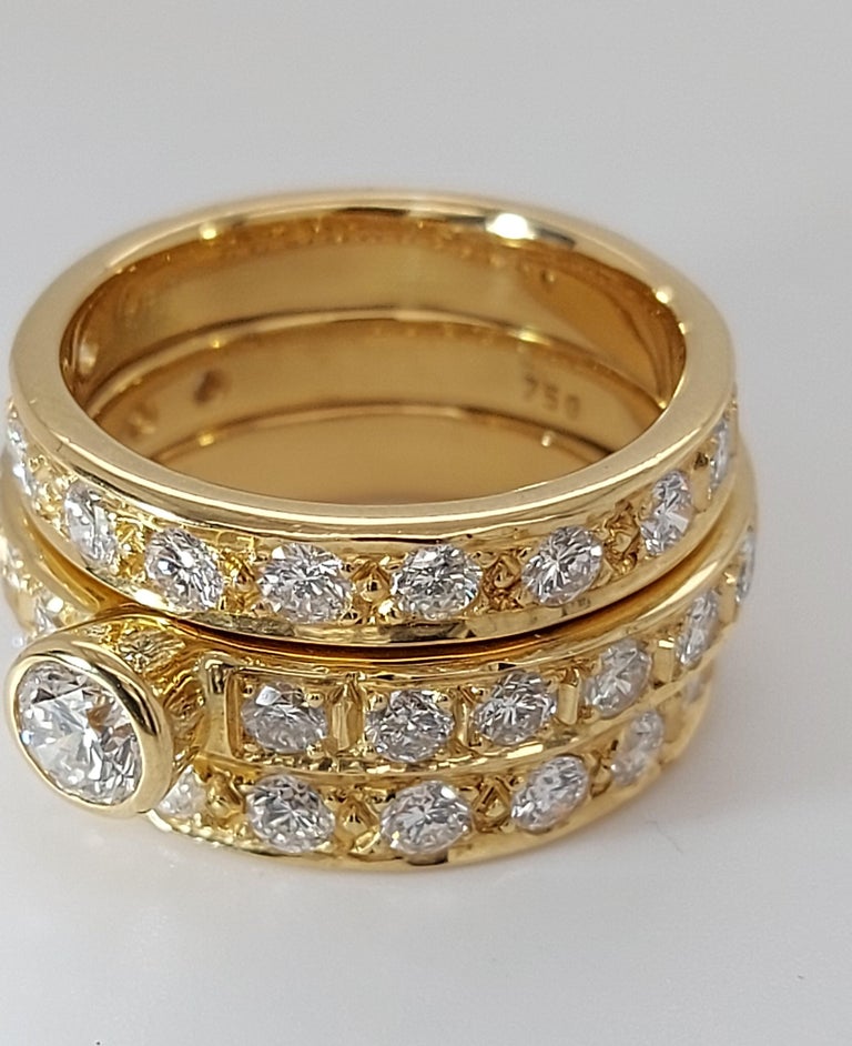18kt Yellow Gold Detachable Diamond Ring and Engagement Ring For Sale ...