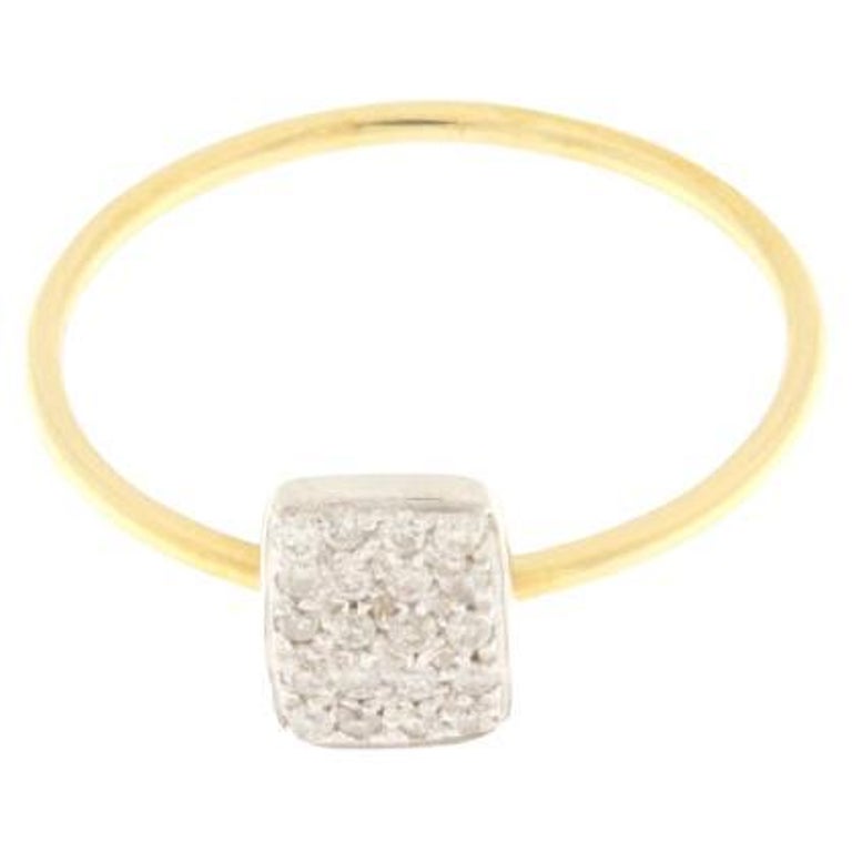 18 Kt Yellow Gold Ring with Diamond Pavé For Sale at 1stDibs