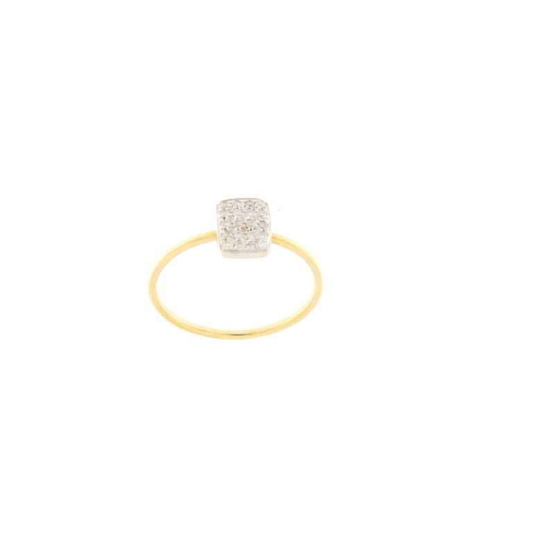 18 Kt Yellow Gold Ring with Diamond Pavé For Sale at 1stDibs