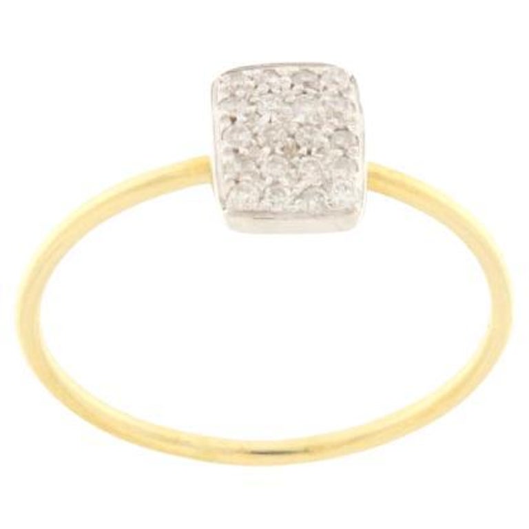 18 Kt Yellow Gold Ring with Diamond Pavé For Sale at 1stDibs