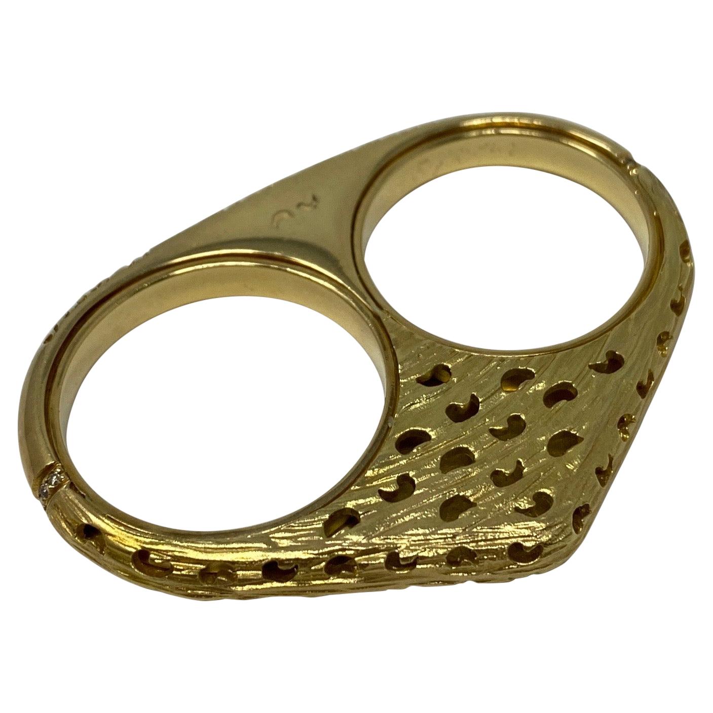 Bespoke 18 Karat White Gold Diamond Two Finger Ring at 1stDibs | two ...