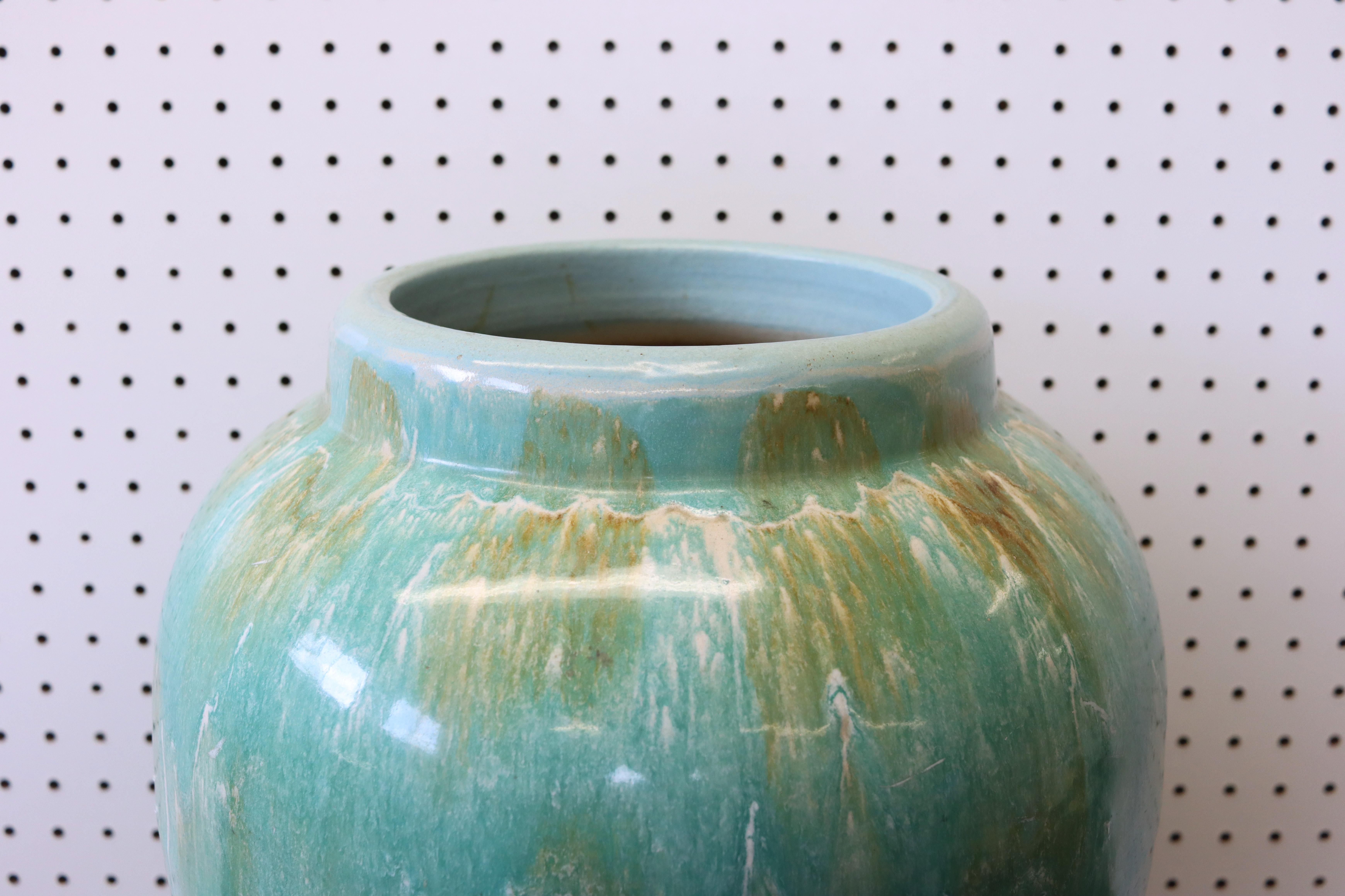 Robinson Ransbottom Roseville Style Green Drip Jardinière Planter Vase ...