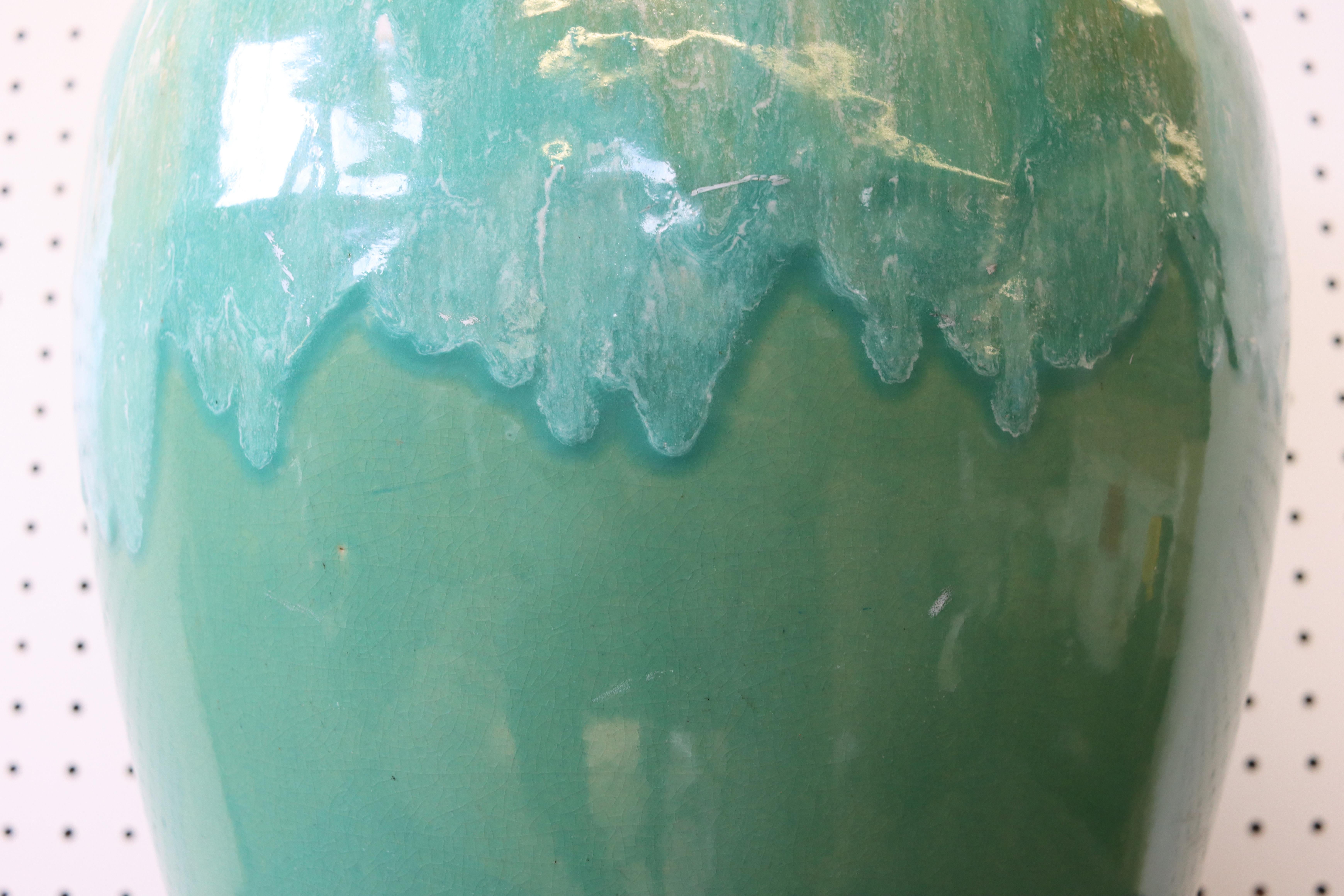 Robinson Ransbottom Roseville Style Green Drip Jardinière Planter Vase ...