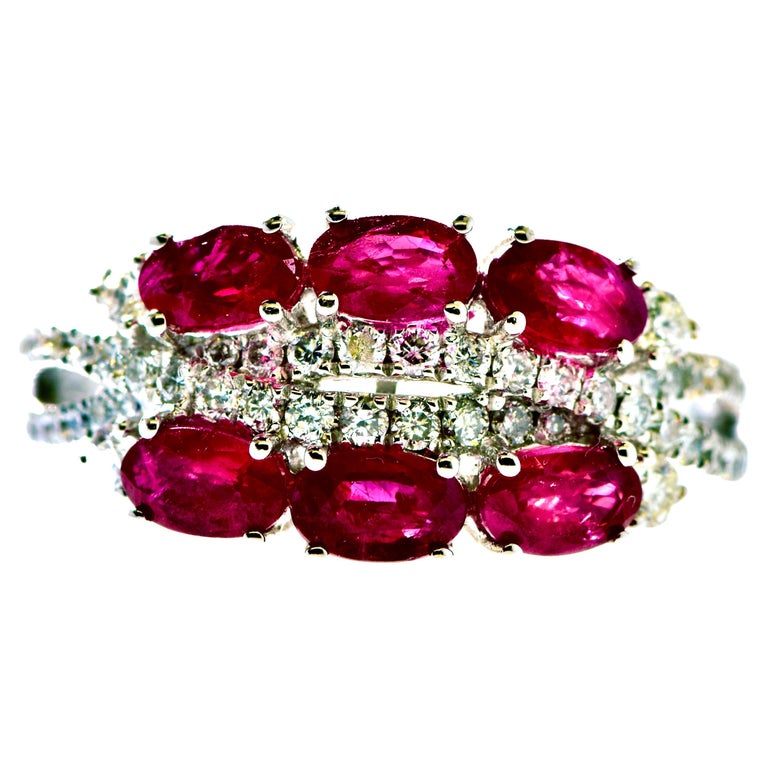 18 White Gold with Fine Natural Rubies and White Diamonds at 1stDibs