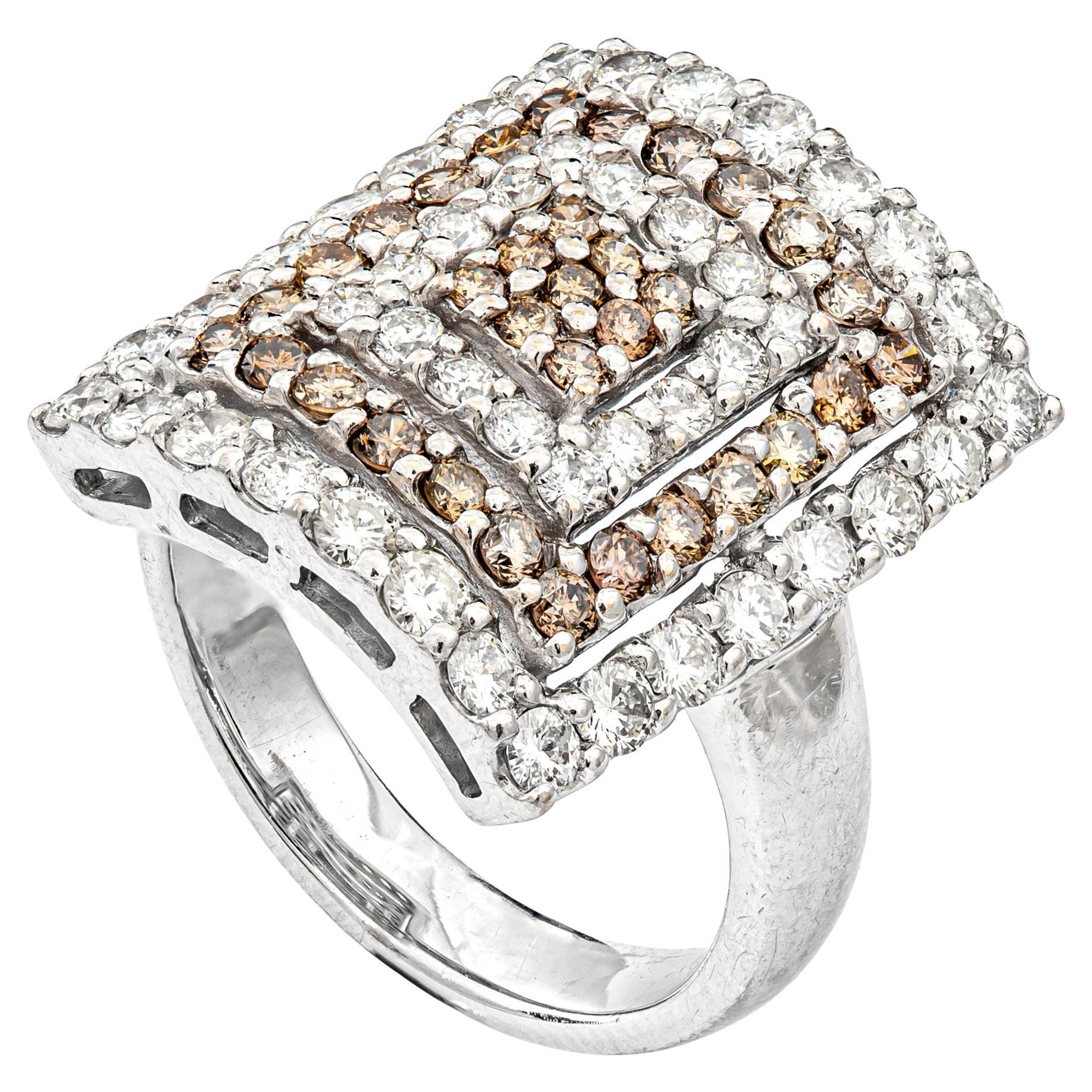 1.37 ct Natural Mix Colored Diamonds Cluster Ring For Sale at 1stDibs