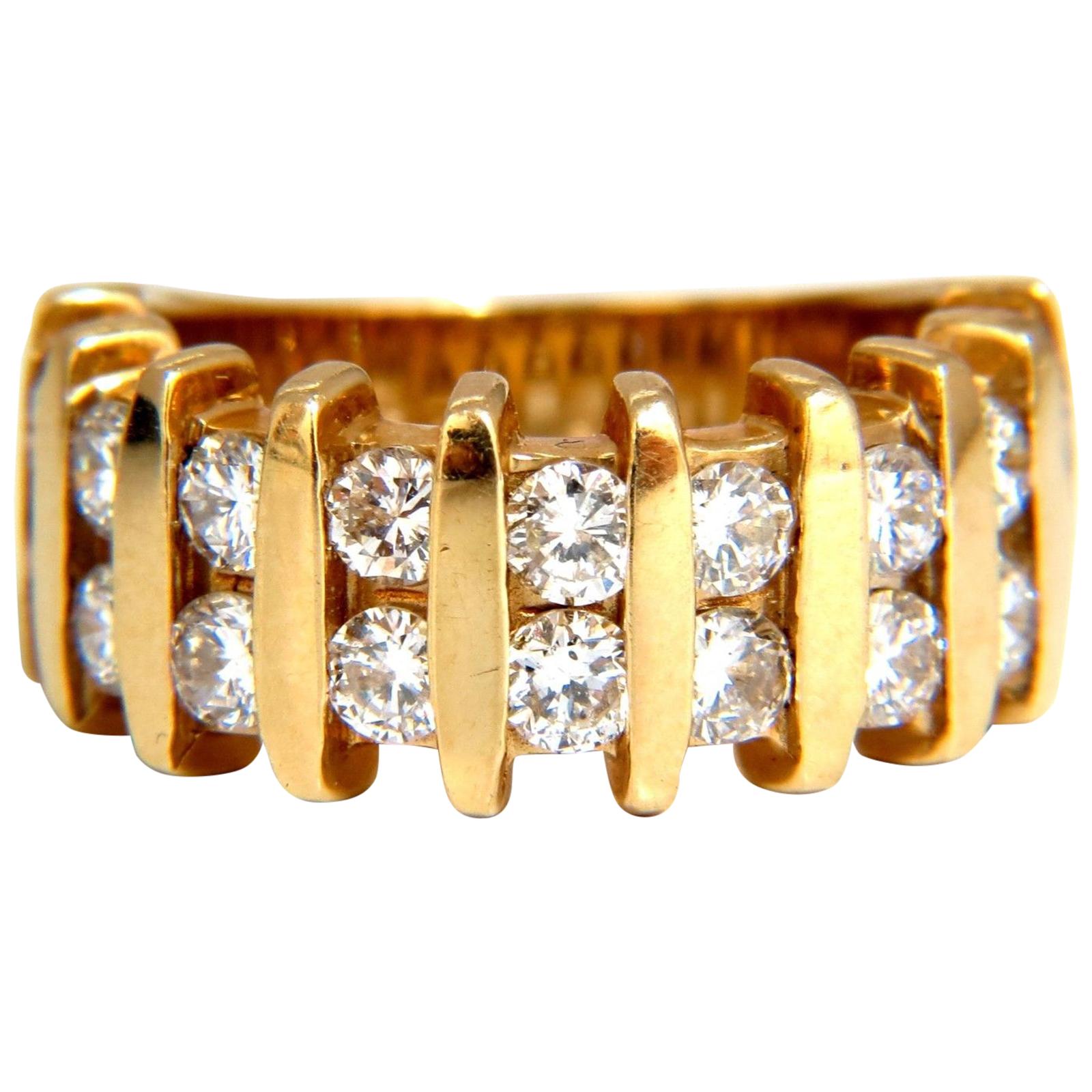 1.80 Natural Round Diamond Band Ring 14 Karat Channel Row at 1stDibs