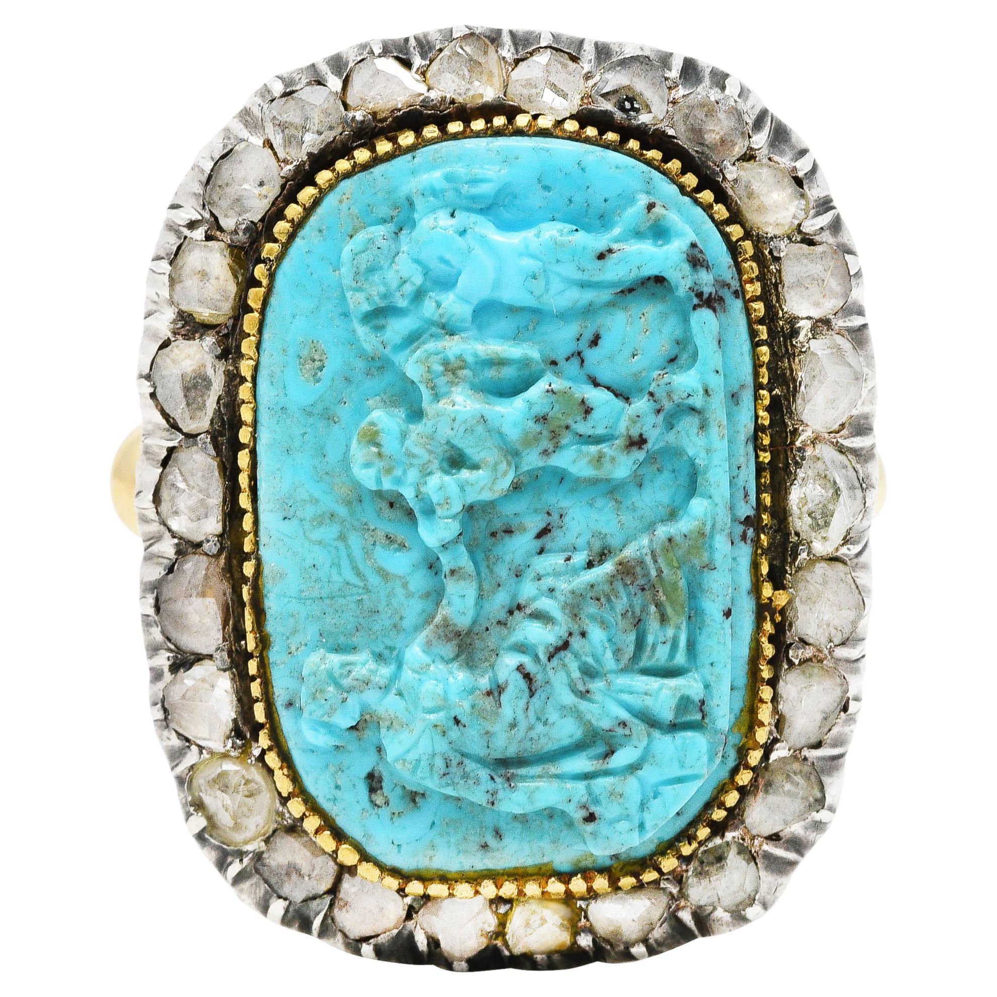 Georgian Topaz Diamond Silver Gold Ring For Sale at 1stDibs