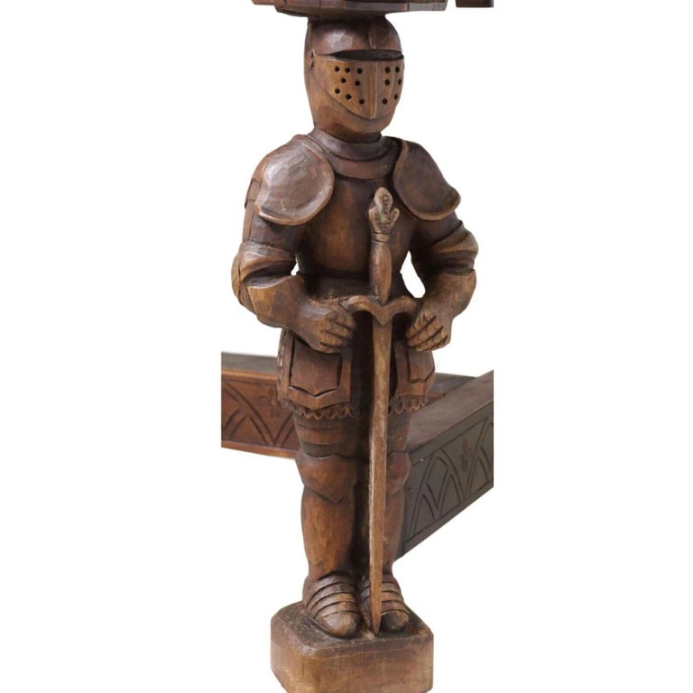 1800s Antique Gothic Revival, Walnut, Knight, Signed, 79"L, Trefoil ...