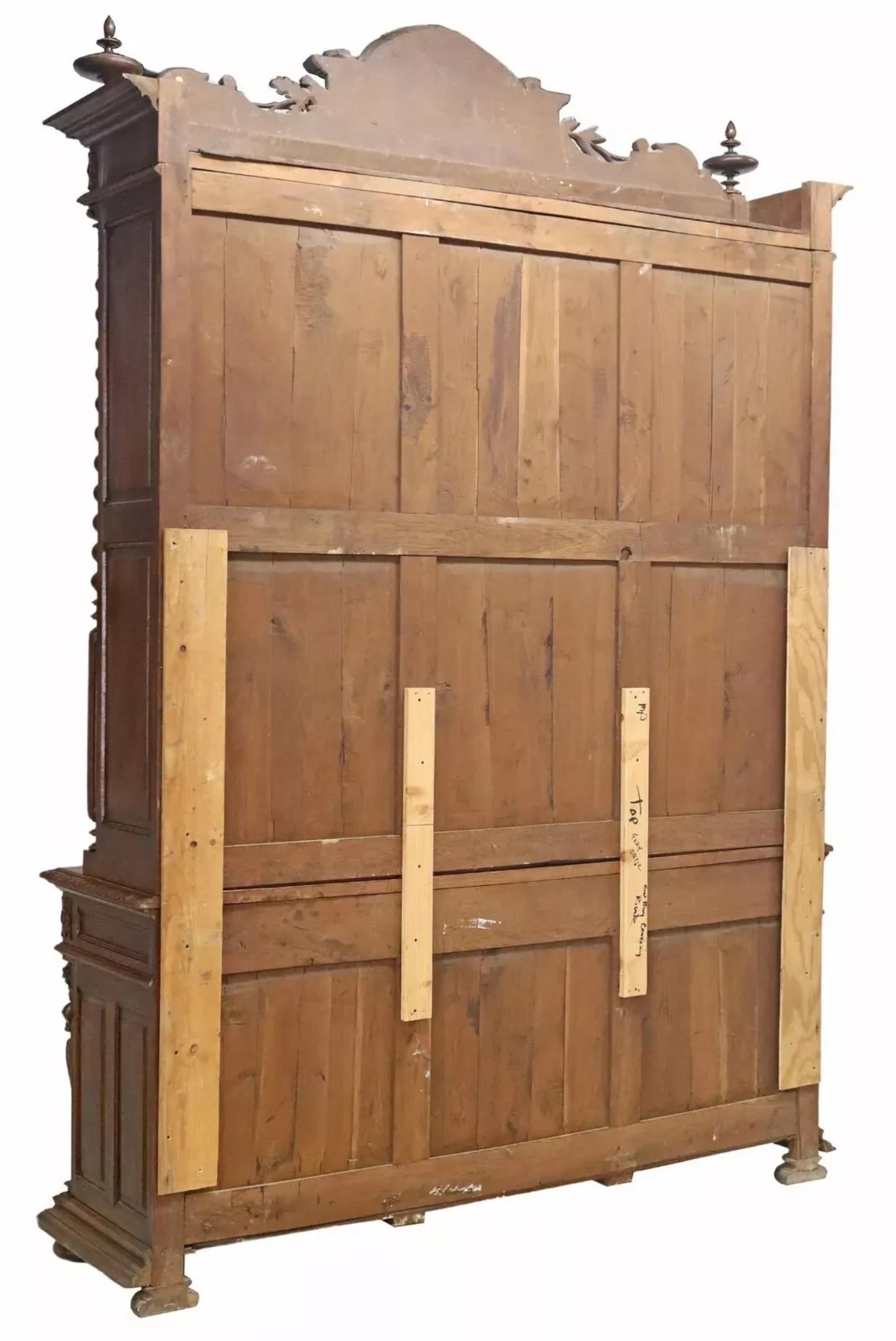 1800's Antique Library, Monumental, French Carved Oak, Twists, Columns ...