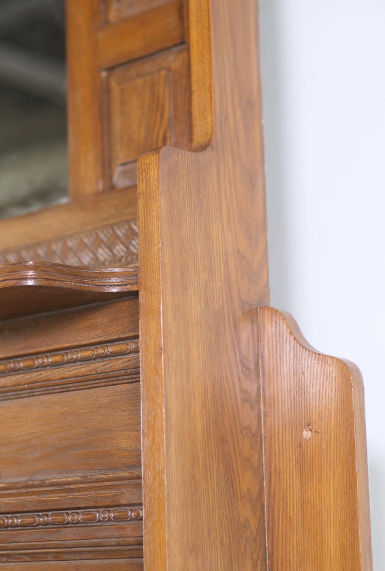 1800s Ash Fireplace Mantel w Mirror Basket Weave Pattern For Sale at ...