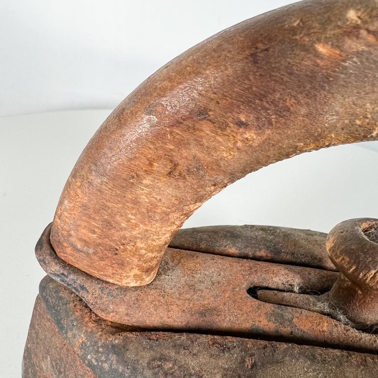 1800s Distressed Antique Iron with Decorative Iron Rest For Sale at 1stDibs