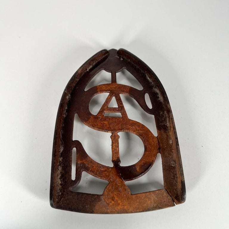 1800s Distressed Antique Iron with Decorative Iron Rest For Sale at 1stDibs