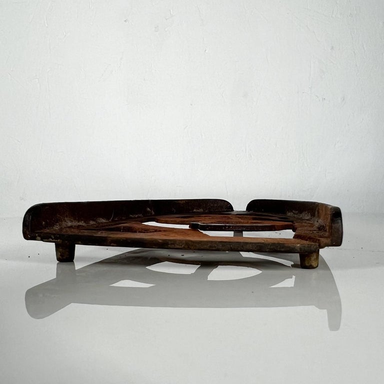 1800s Distressed Antique Iron with Decorative Iron Rest For Sale at 1stDibs