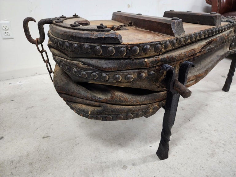 1800s French Blacksmith Bellows Rustic Coffee Table For Sale at 1stDibs