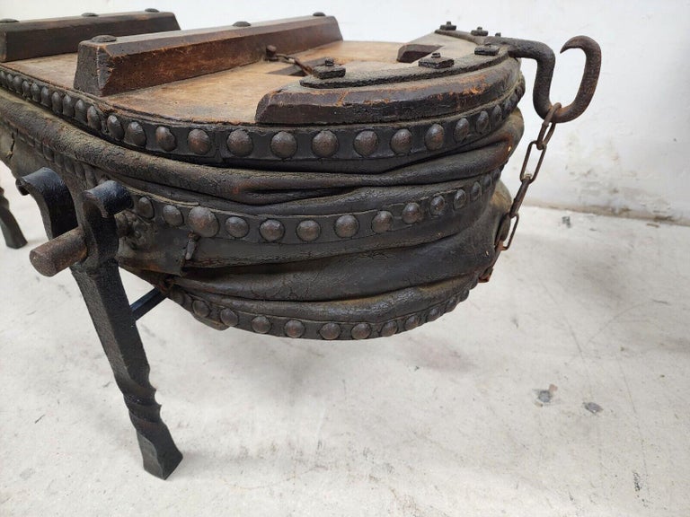 1800s French Blacksmith Bellows Rustic Coffee Table For Sale at 1stDibs