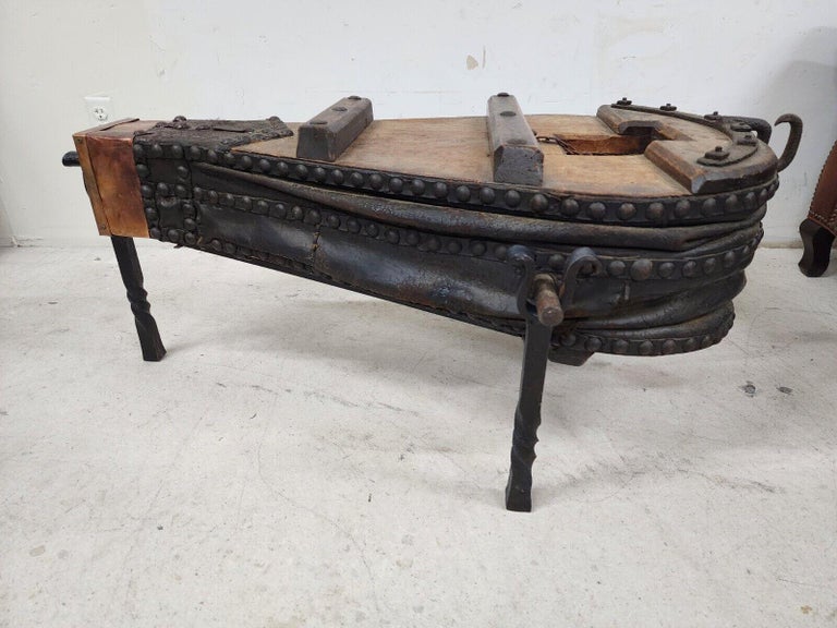1800s French Blacksmith Bellows Rustic Coffee Table For Sale at 1stDibs