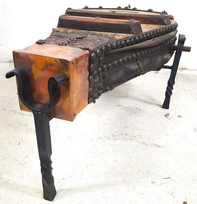 1800s French Blacksmith Bellows Rustic Coffee Table For Sale at 1stDibs