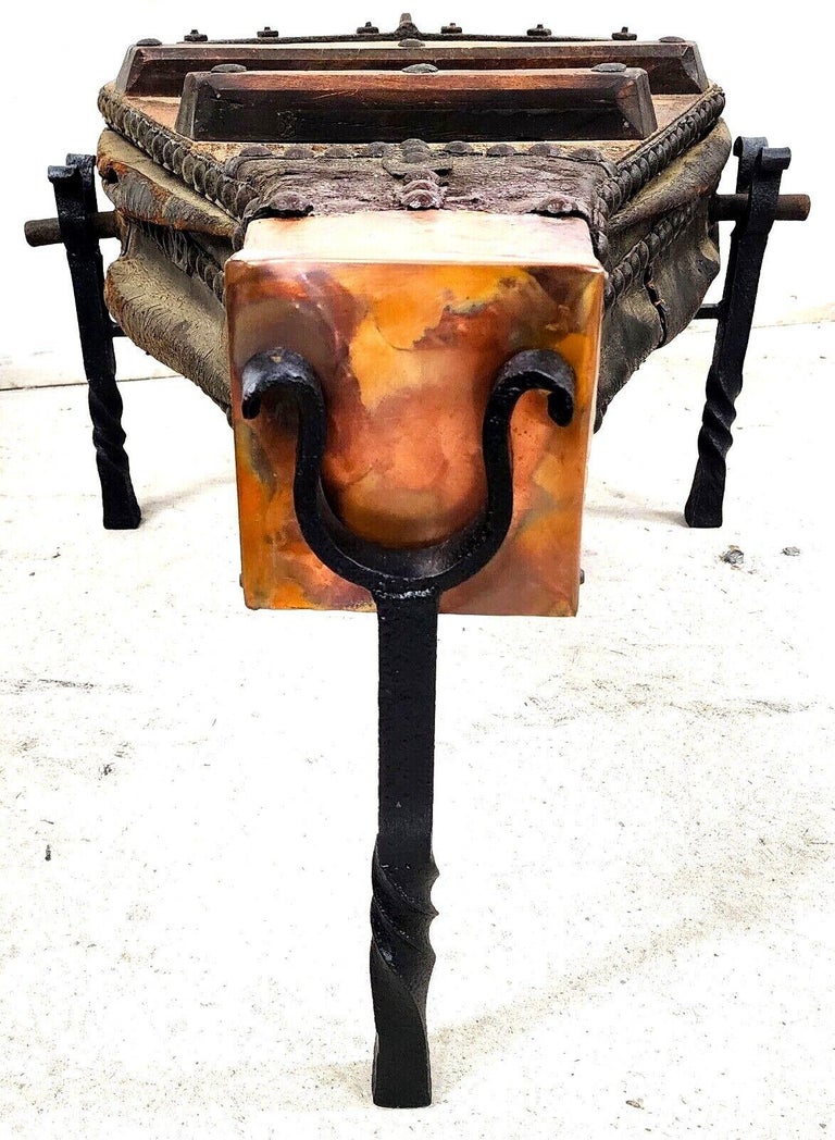 1800s French Blacksmith Bellows Rustic Coffee Table For Sale at 1stDibs