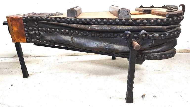 1800s French Blacksmith Bellows Rustic Coffee Table For Sale at 1stDibs