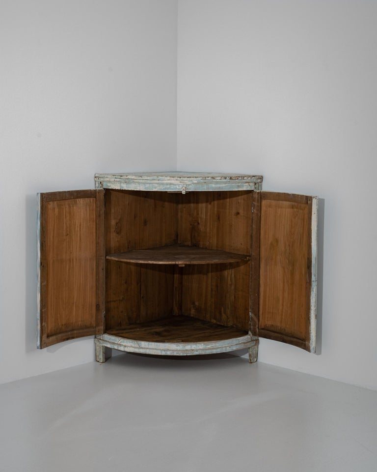 1800s French, Patinated Corner Cabinet For Sale at 1stDibs