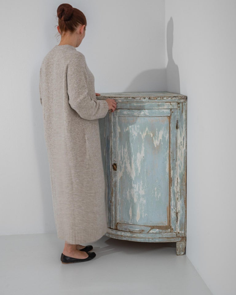 1800s French, Patinated Corner Cabinet For Sale at 1stDibs