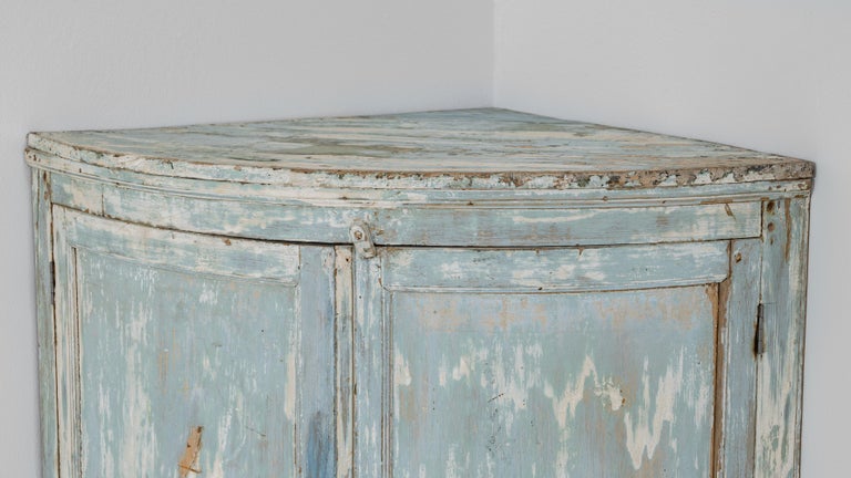 1800s French, Patinated Corner Cabinet For Sale at 1stDibs
