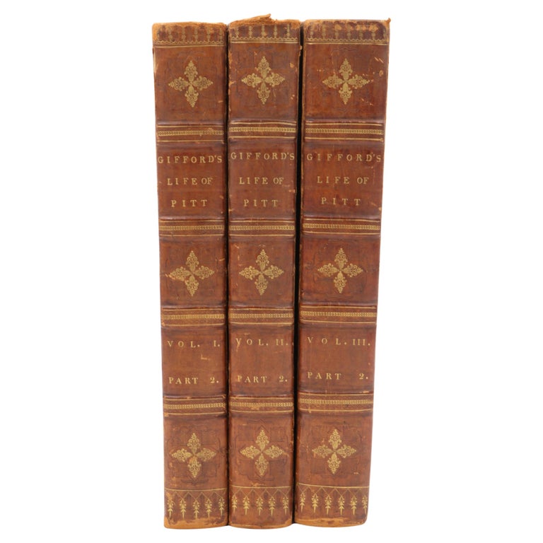 1800s, Gifford's Life of Pitt Leather Bound Book Set, 3 Volumes For ...